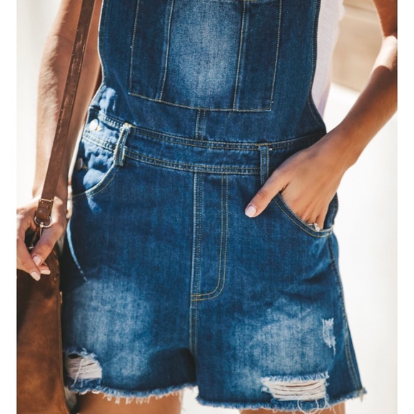 S. the Widow | Jeans | Candice Distressed Denim Overall Shorts | Poshmark